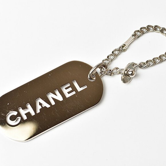 CHANEL | Jewelry | Chanel Keyring Bag Charm Dog Tag Silver | Poshmark